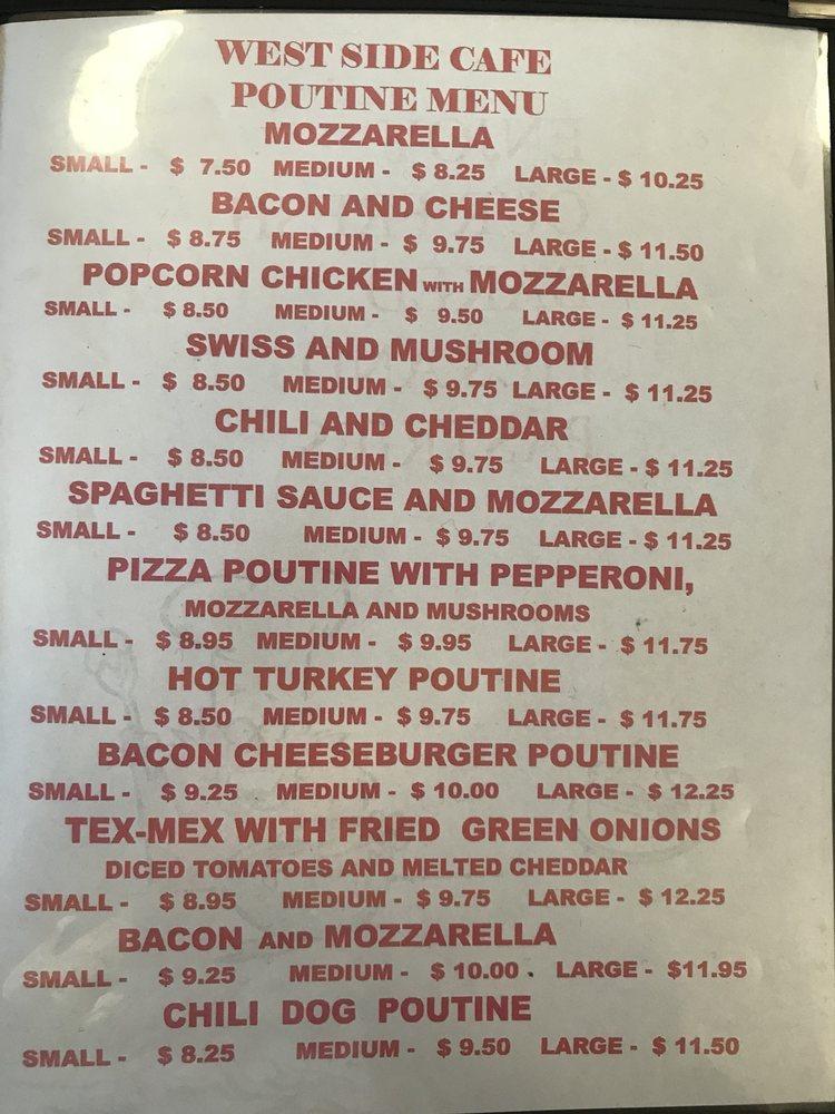 Menu at Westside Cafe, Sault Ste. Marie