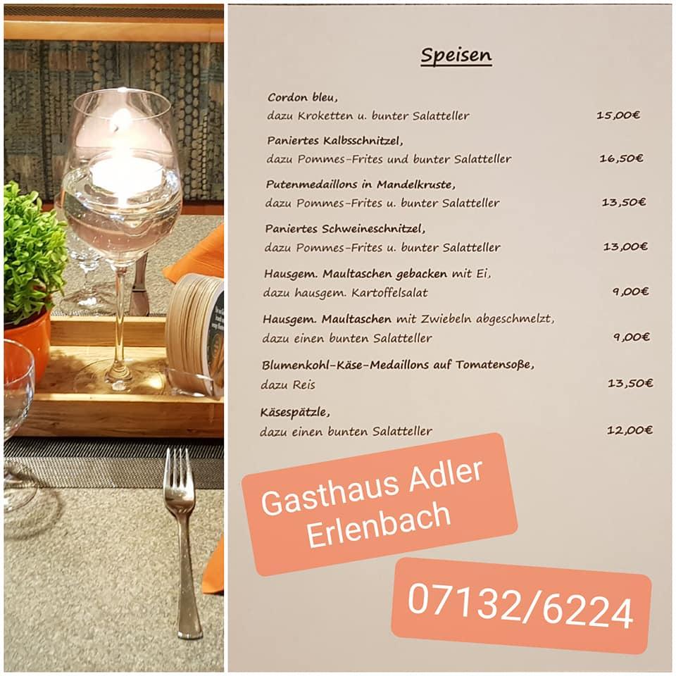 Speisekarte von Adler restaurant, Erlenbach