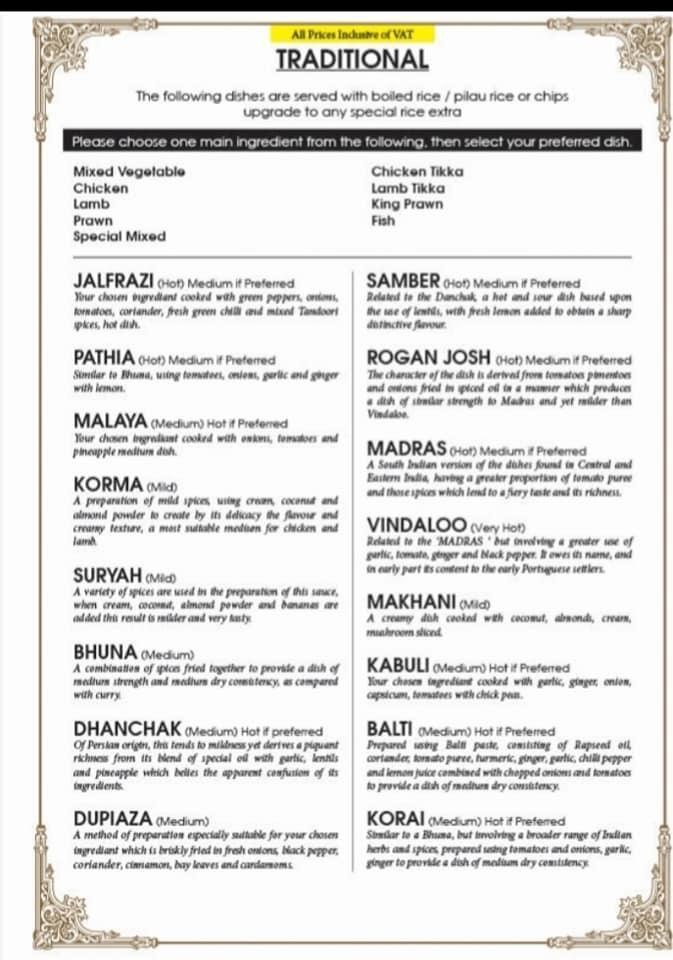 Menu at Anaz restaurant, Darwen, 110