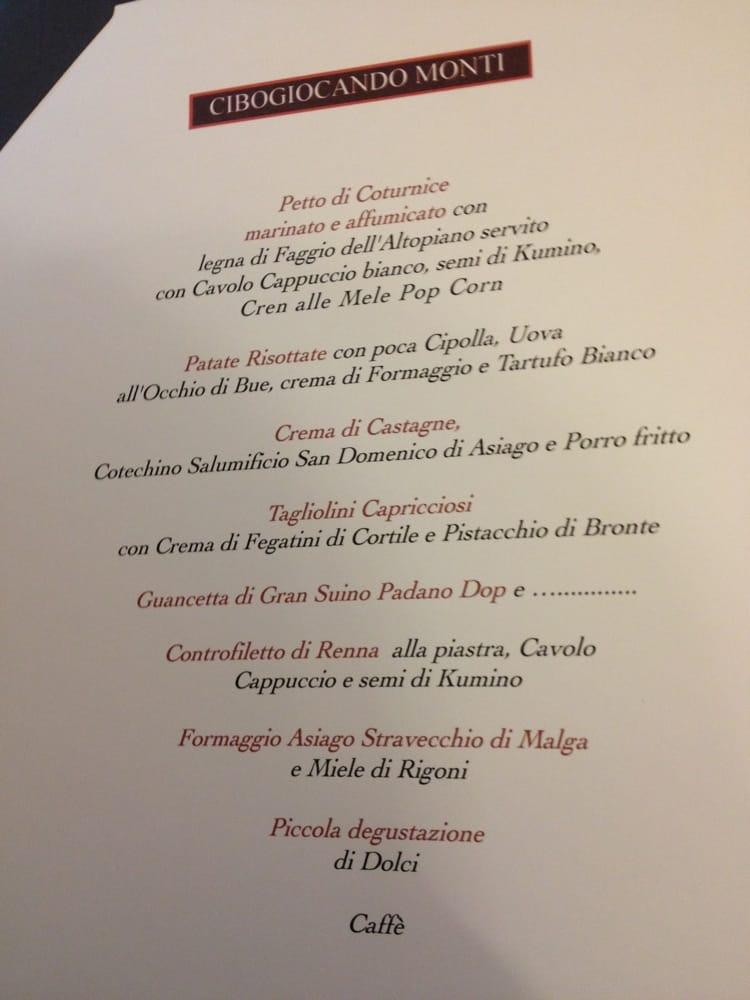Menu da Ristorante La Tana Gourmet, Asiago, Via Kaberlaba 19