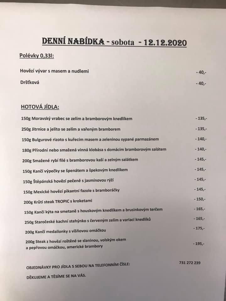 Menu at Restaurace Jindice restaurant, Rašovice