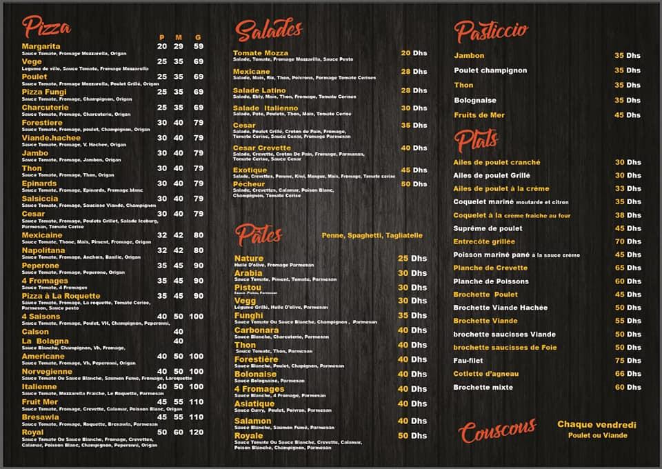 Menu at TOP SOS pizzeria, Casablanca, La gironde
