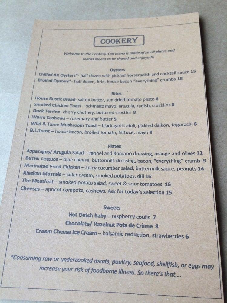 Menu at The Cookery pub & bar, Seward