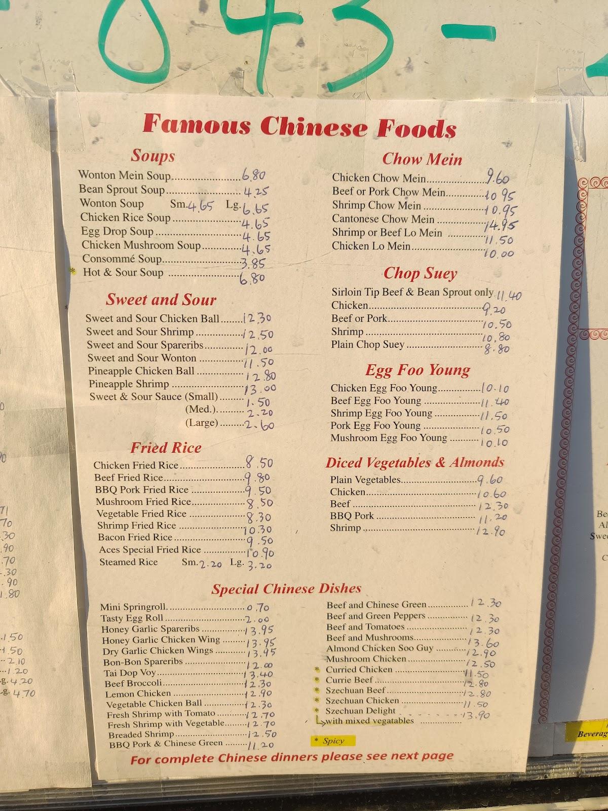 Menu at Three Aces Restaurant, Iron Bridge