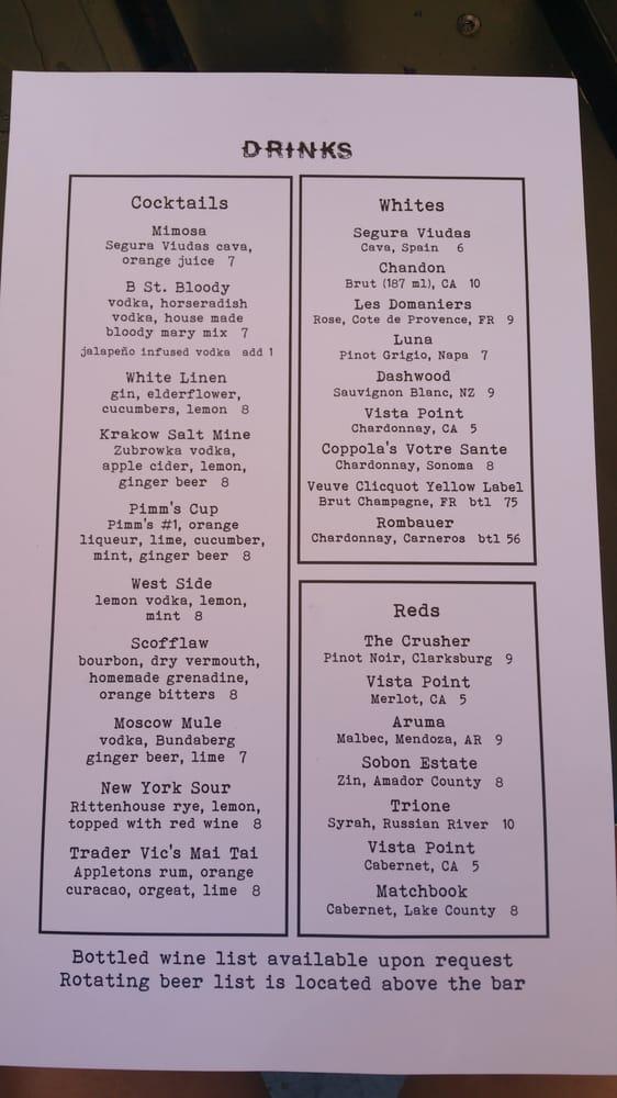 Menu at B Street Public House, Chico