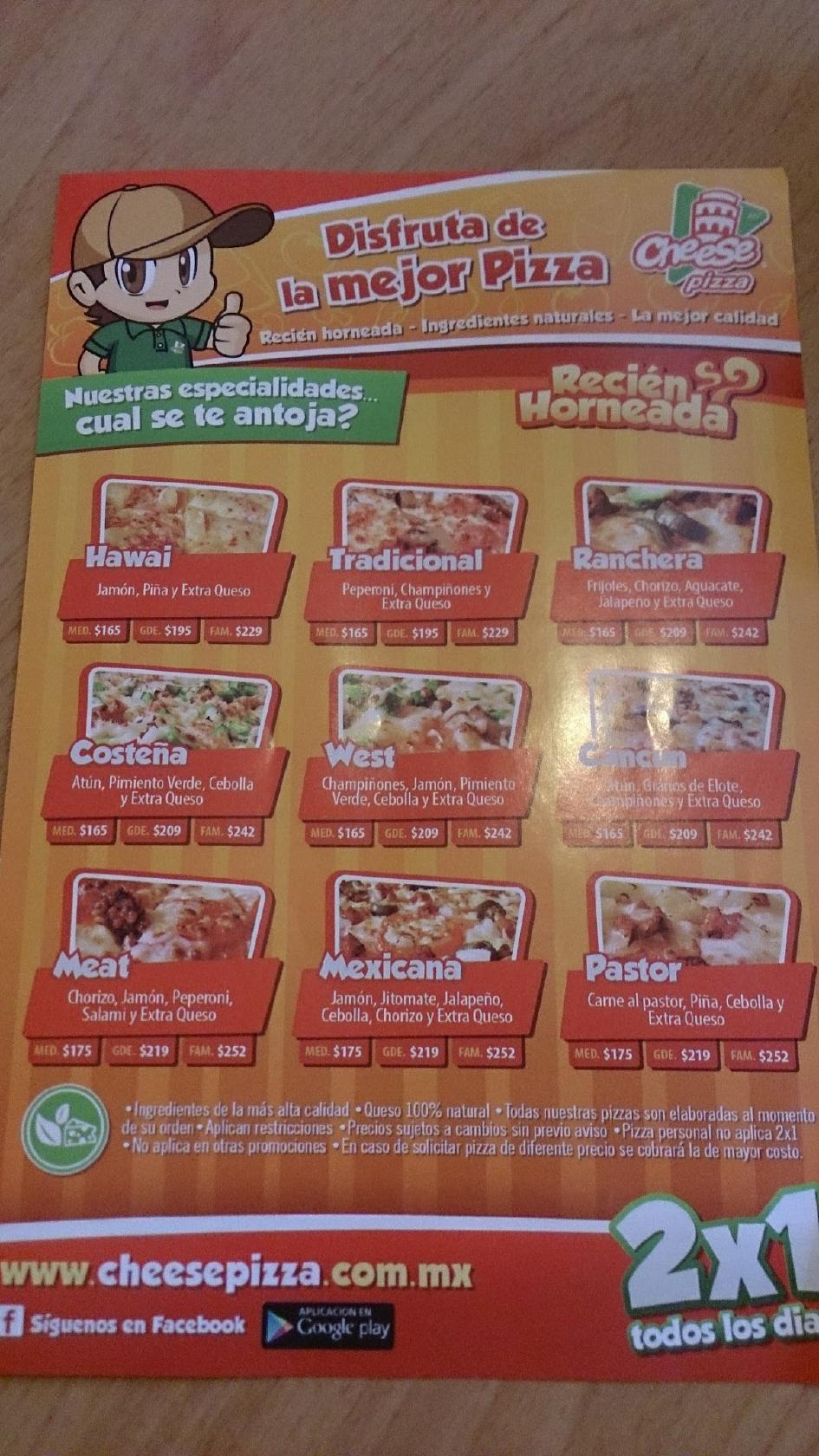 Menu at Cheese Pizza Plaza Capuchinas restaurant, Lagos de Moreno ...