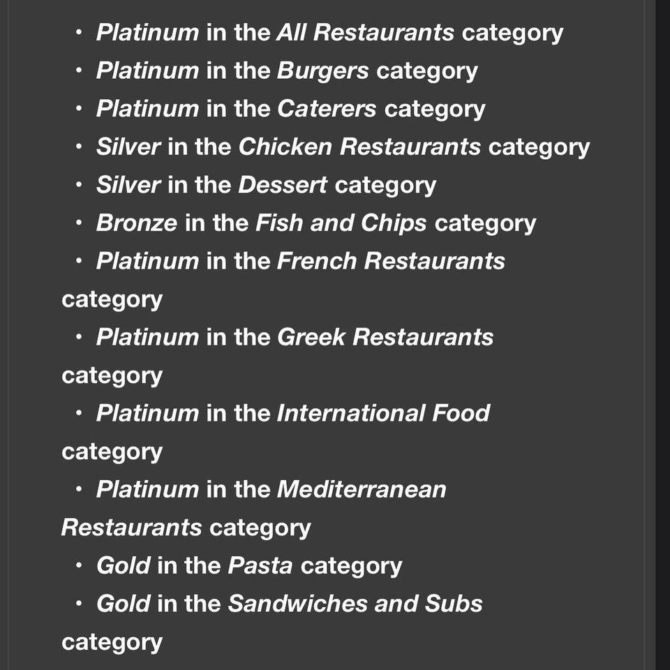 Menu at Memories Dining & Bar, Regina
