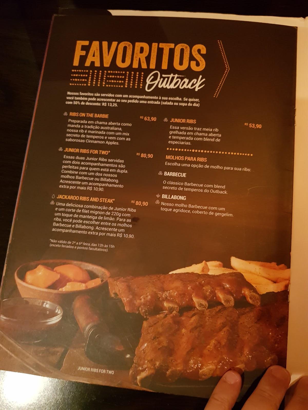 Menu em Restaurante Outback Steakhouse, Cuiabá, Shopping Estação Cuiabá ...