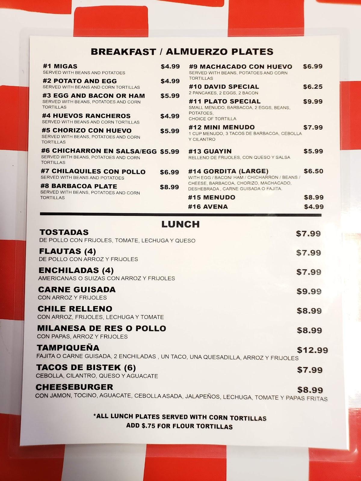 Menu at Restaurant Ebenezer, Brownsville