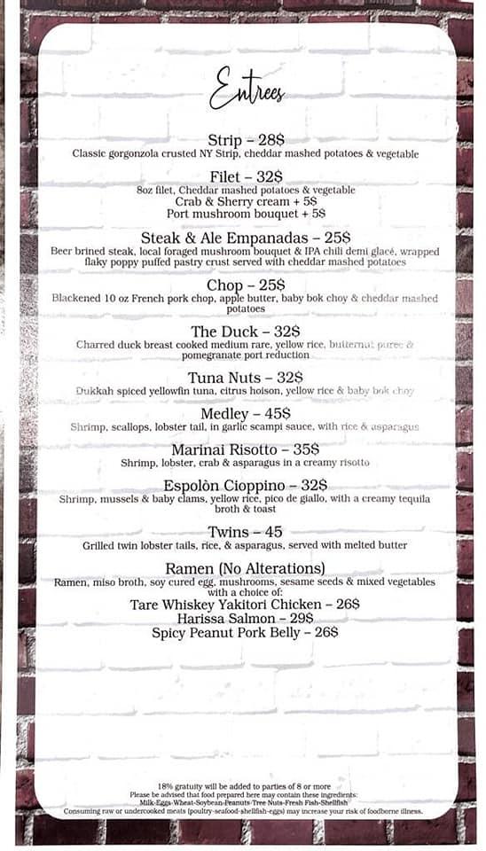 Menu at The Brimarie pub & bar, Sayre