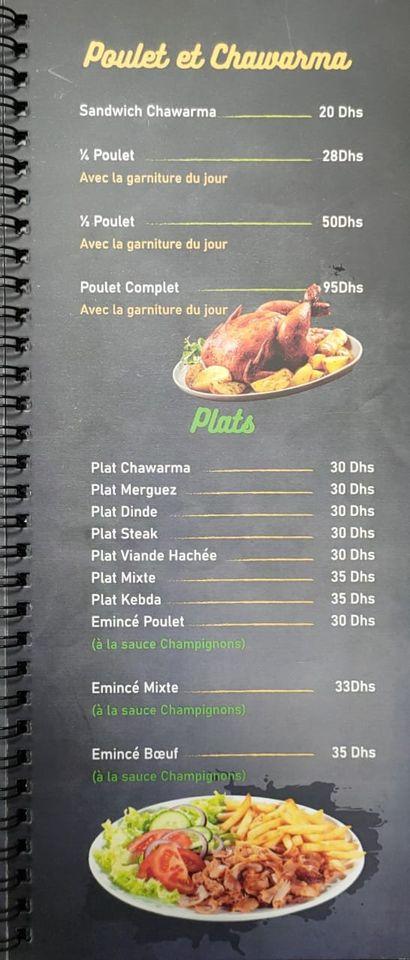 Speisekarte von Escale restaurant, Salé