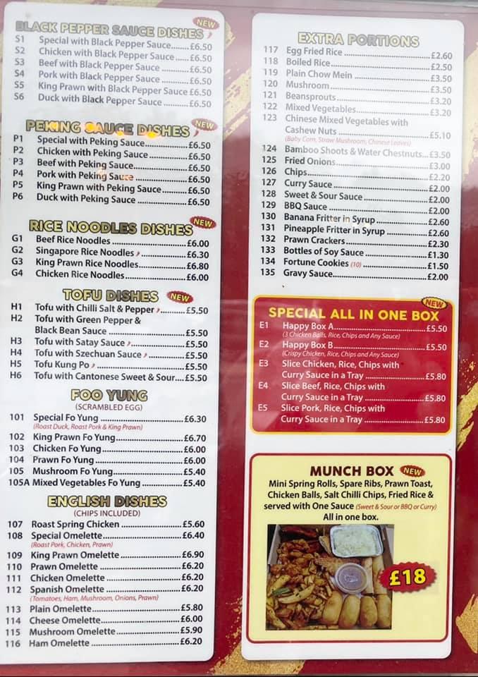 Menu at Golden Dragon Chinese Takeaway fast food, Worcester