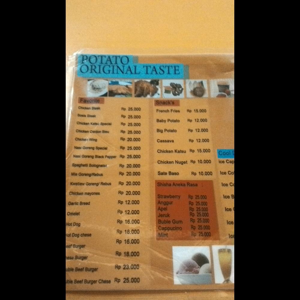 Menu at POTATO ORIGINAL TASTE restaurant, South Tangerang, Bintaro X ...