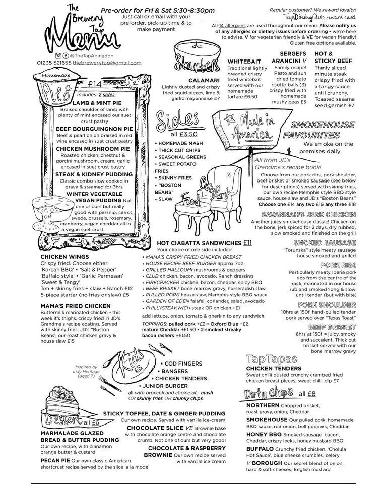 Menu at The Brewery Tap pub & bar, Abingdon