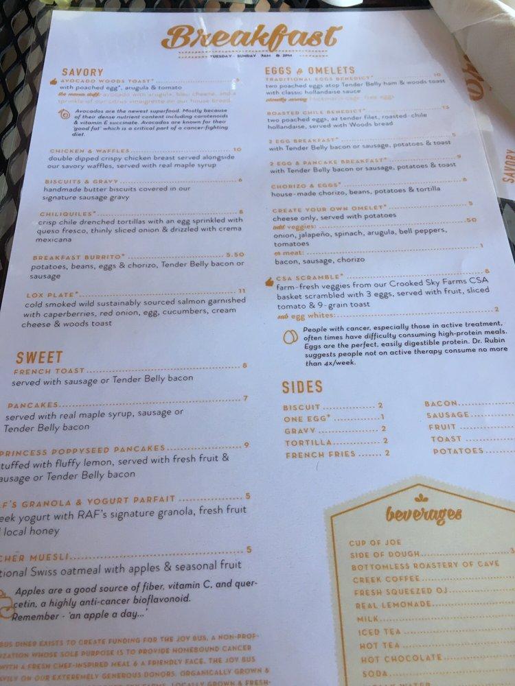Menu at The Joy Bus Diner restaurant, Phoenix