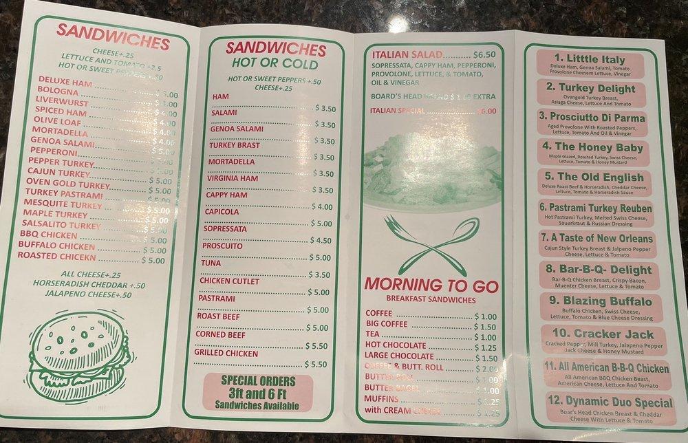 Menu at Tony's Deli, New York City, Sutphin Blvd