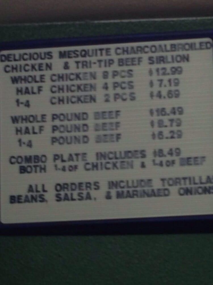 Menu at El Pollo Supremo restaurant, Tempe