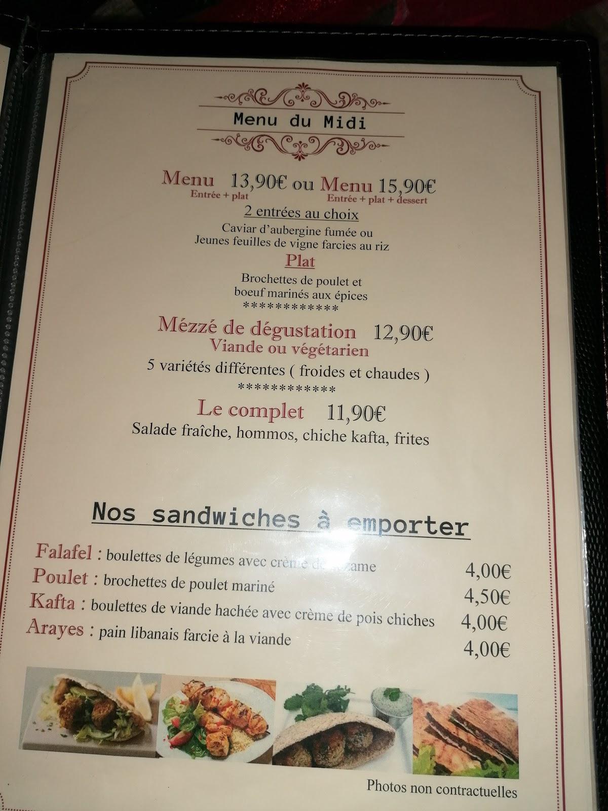 Menu au La Bekka restaurant, Dieppe