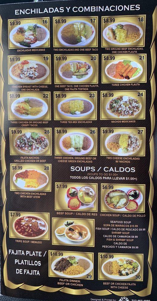 Menu at Mi Mexico Lindo restaurant, Tyler, 801 S SE Loop 323