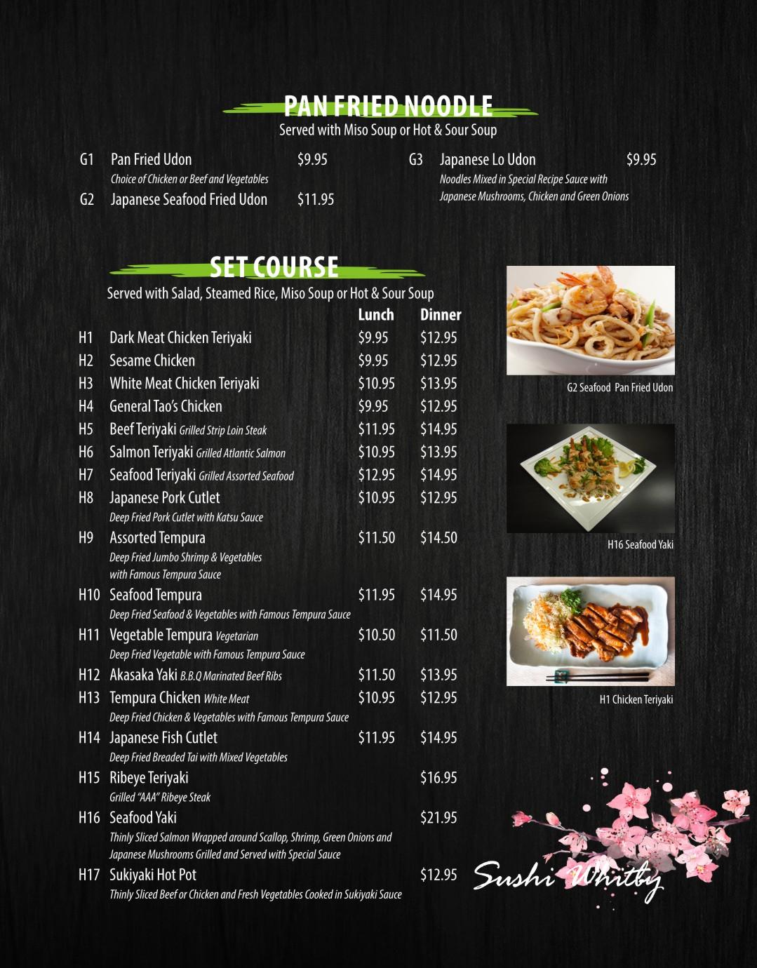 Menu at Sushi Whitby restaurant, Whitby