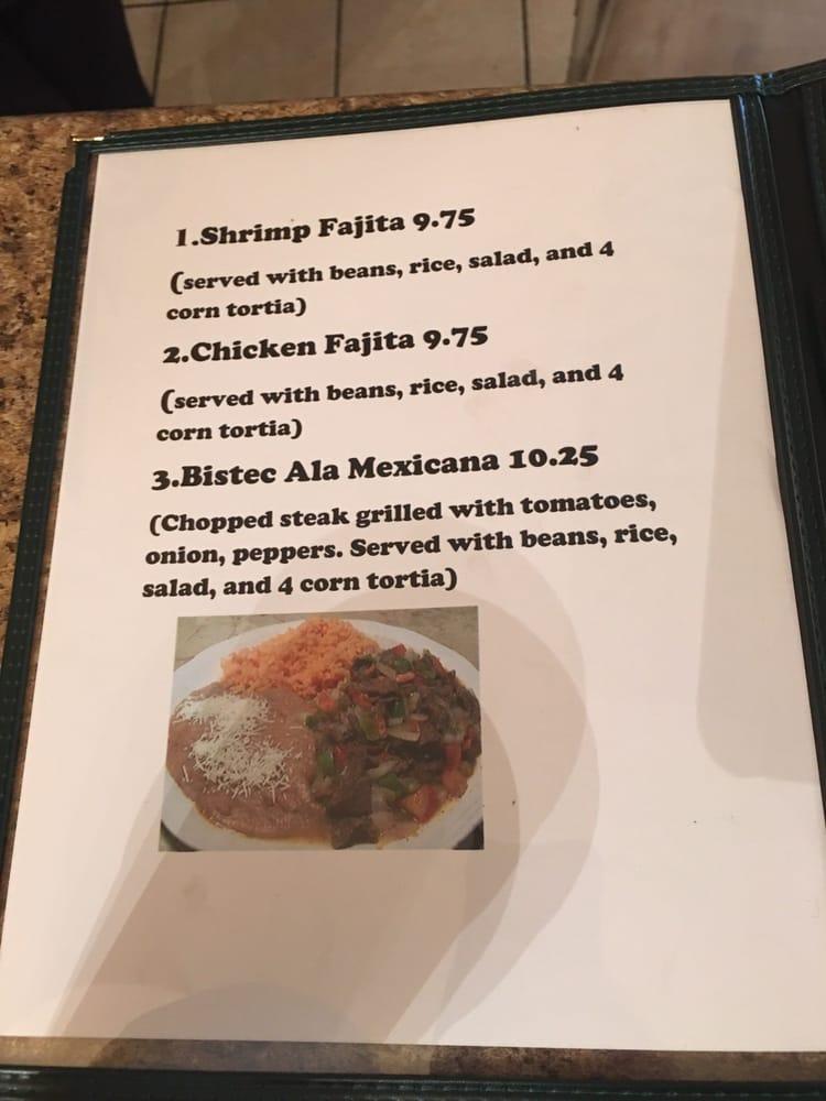 Menu at Don Juan’s Mexican Restaurant, Baxley