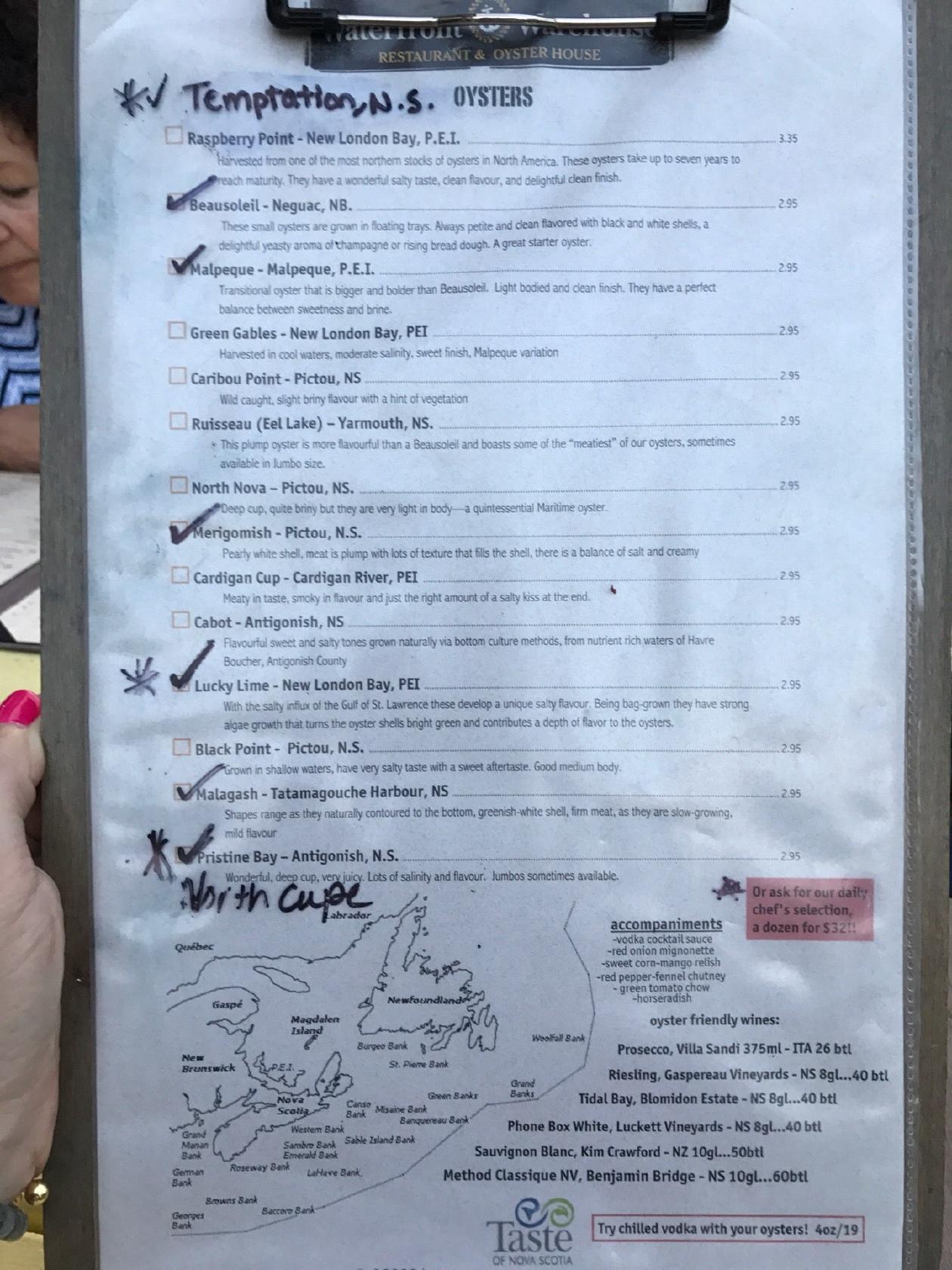 Menu at Waterfront Warehouse pub & bar, Halifax