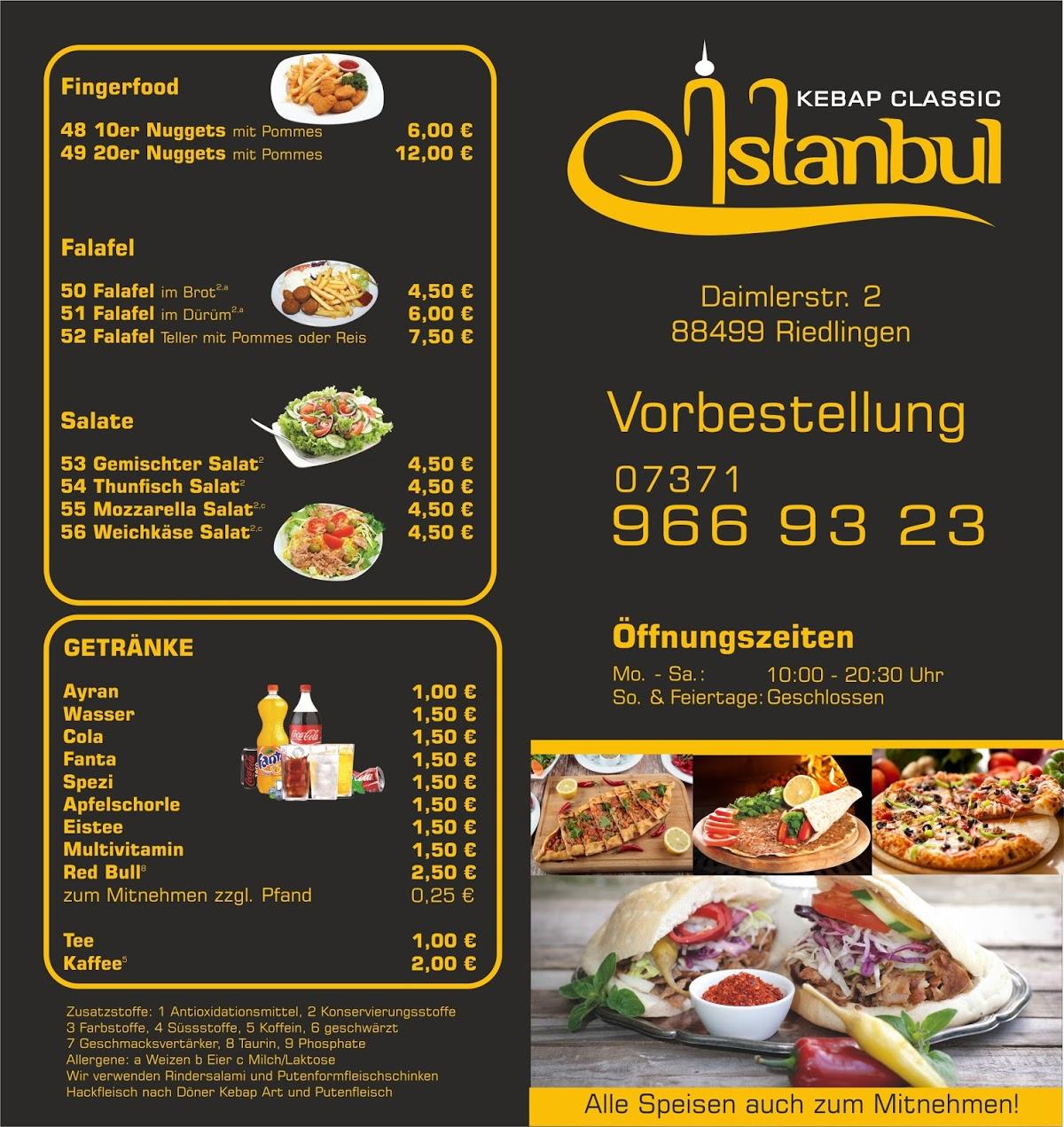 Menu at Istanbul Kebap Classic pub & bar, Riedlingen