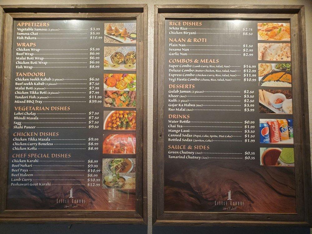 Menu at Little Lahore restaurant, Lodi