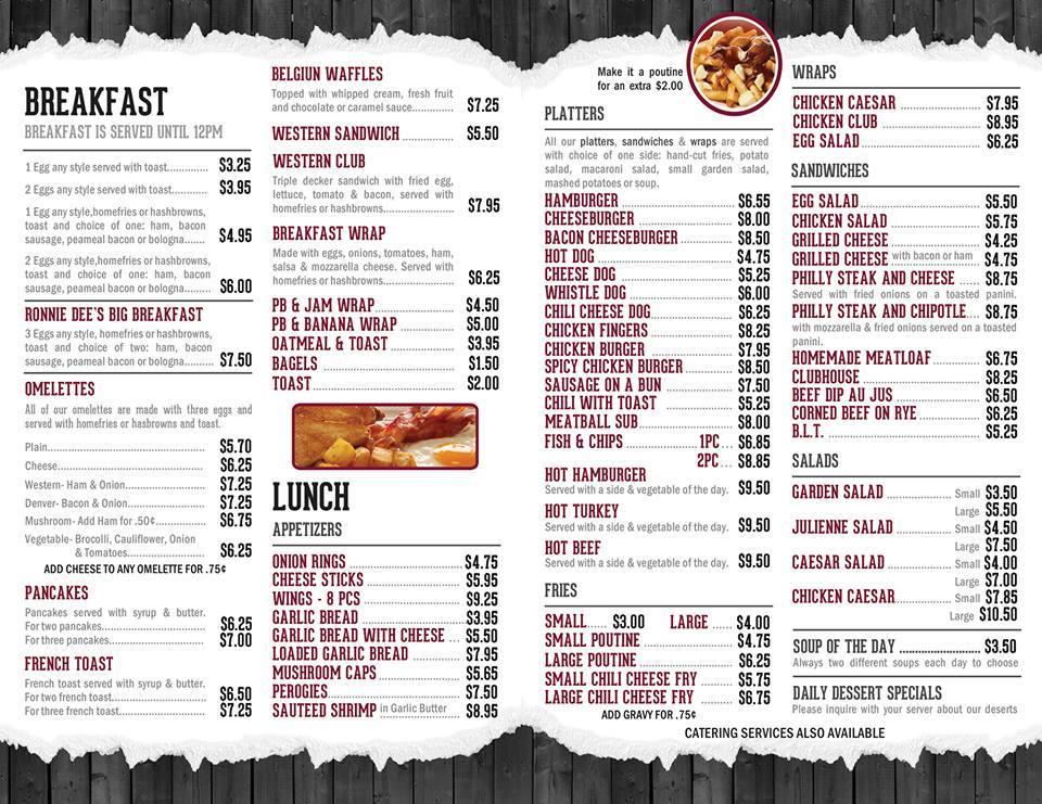 Menu at Mom's Kitchen restaurant, West Nipissing