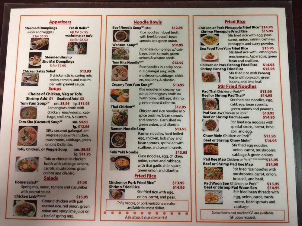 Menu at Pad Thai Café restaurant, Soldotna