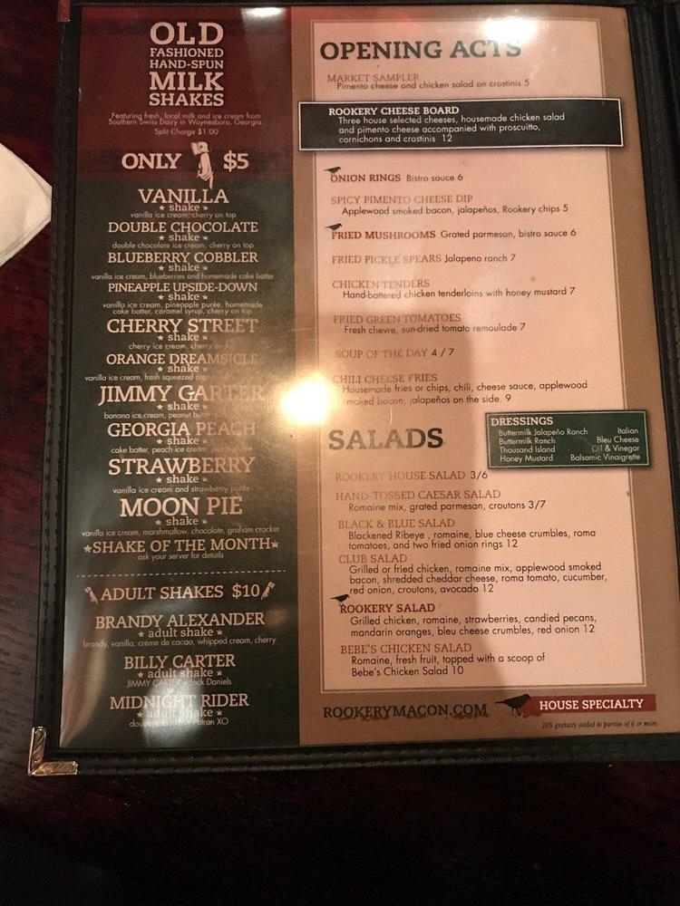 Menu at Rookery pub & bar, Macon