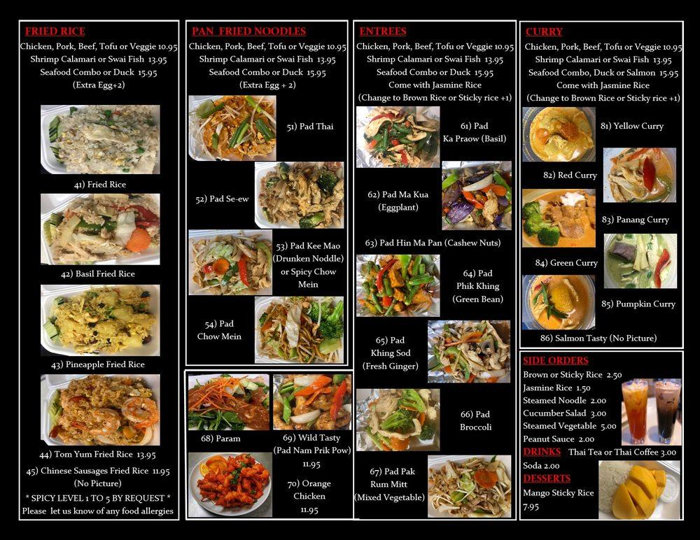 Menu at Thai Tasty restaurant, Redwood Valley