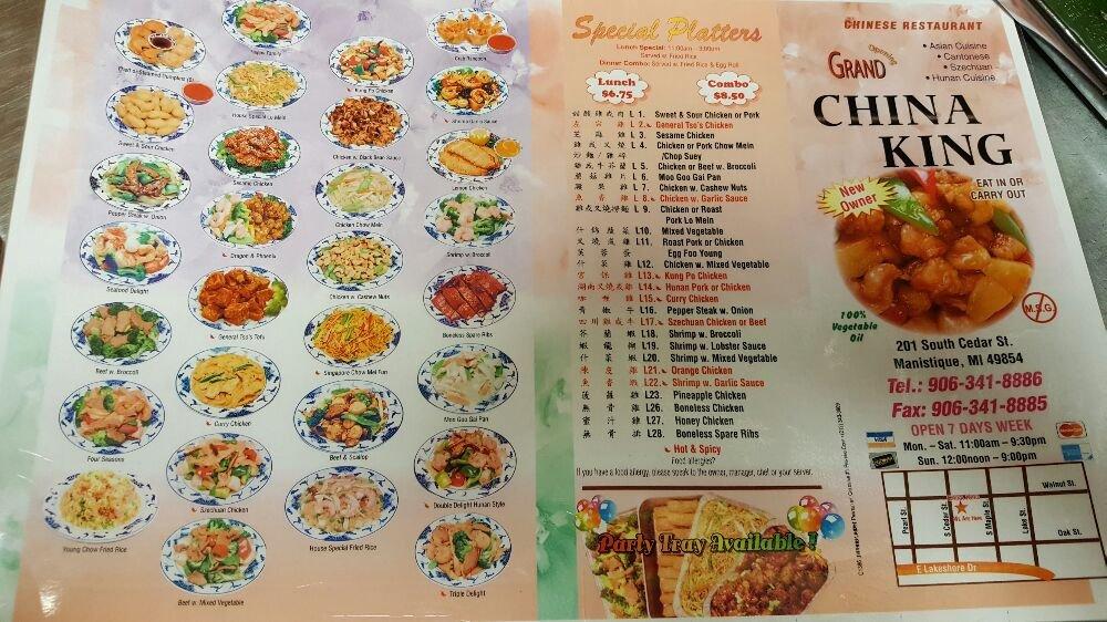 Menu at China King restaurant, Manistique