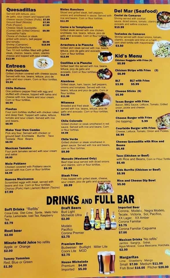 Menu at Courtside Restaurant Lounge, LaGrange
