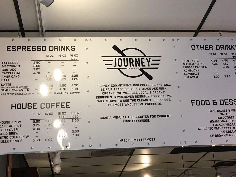 Menu at Journey Coffee Co. pub & bar, Vacaville
