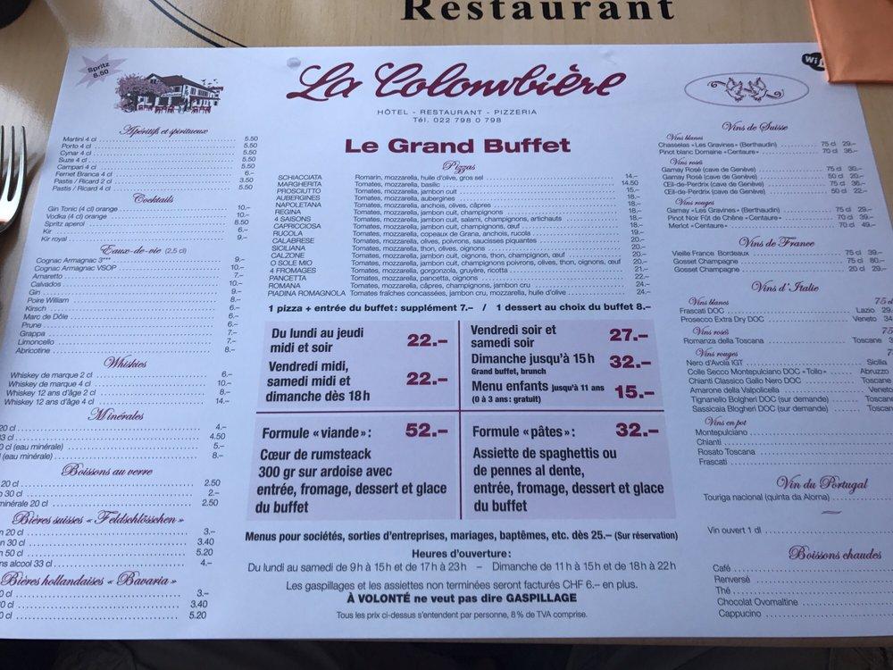 Menu da La Colombiere, Le Grand-Saconnex