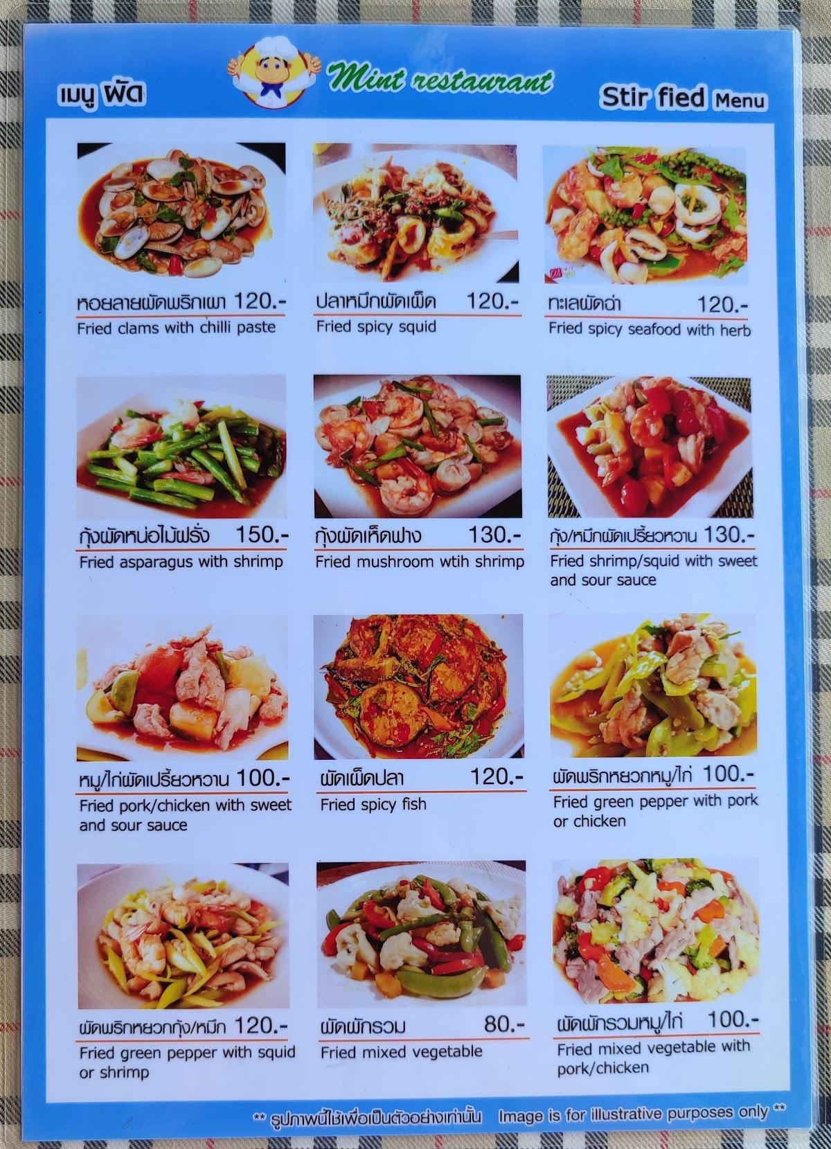 Menu at MINT Thai Food restaurant, Takhian Tia