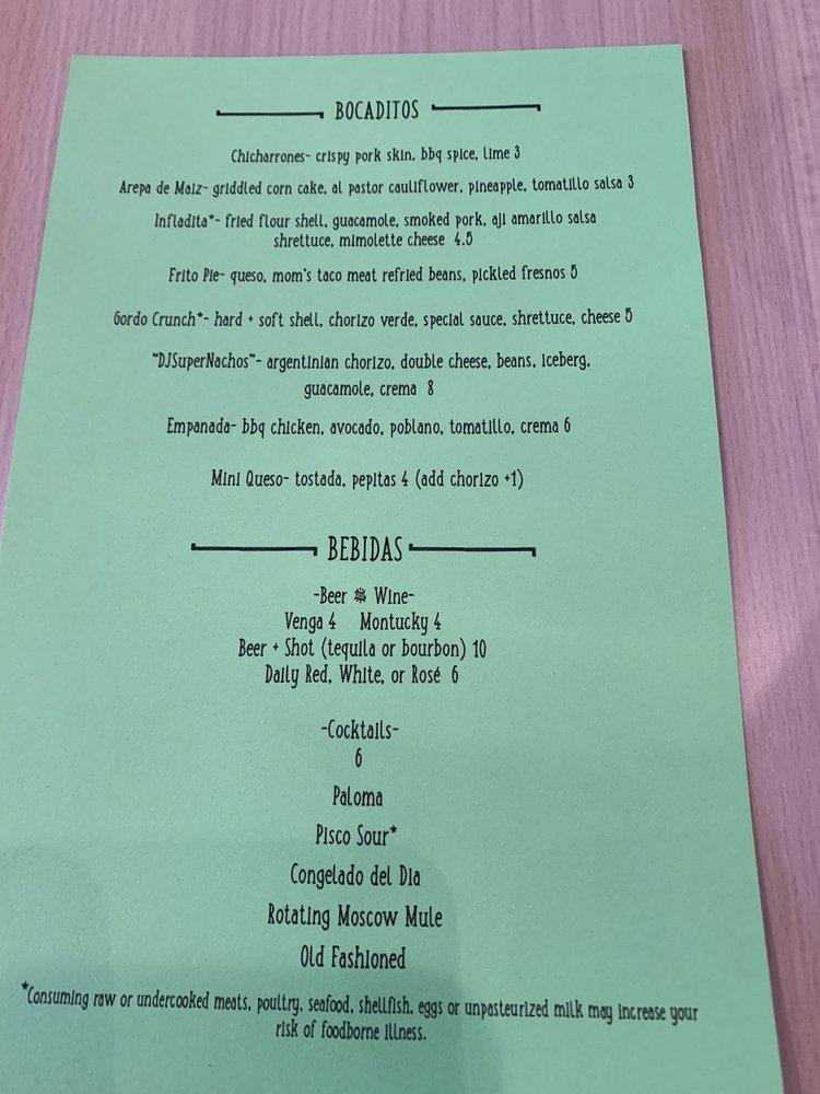 Menu at Mister Oso pub & bar, Denver