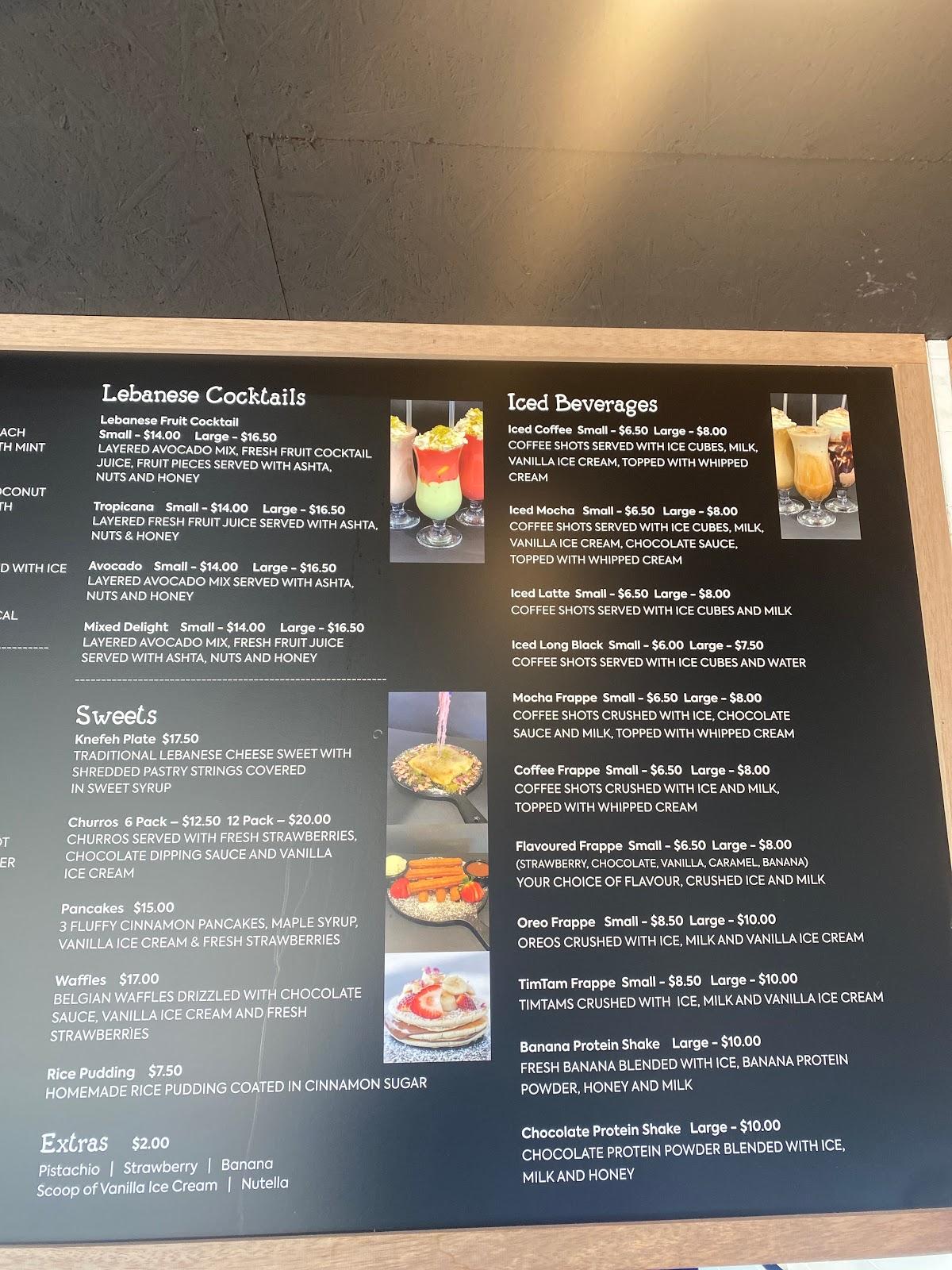 Menu at North Bean Cafe, Avalon Beach