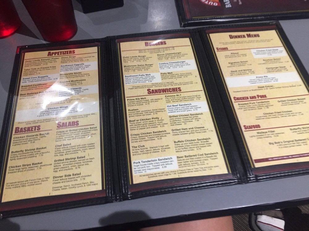Menu at Outer Limits pub & bar, Valley