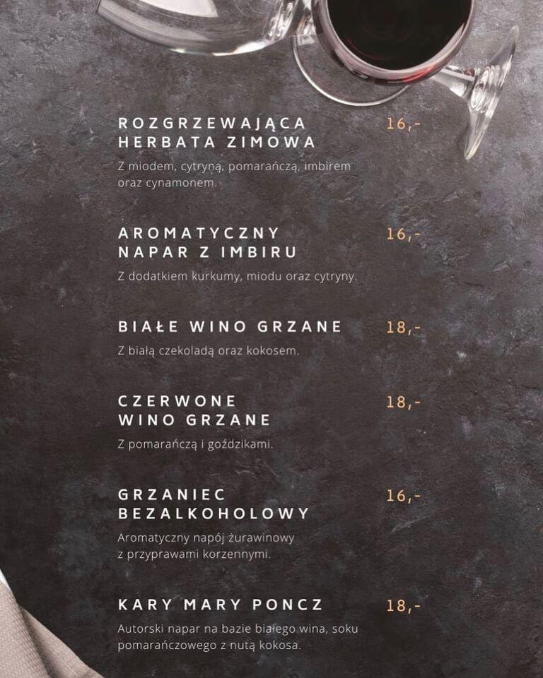 Menu at KARY MARY restaurant, Warsaw