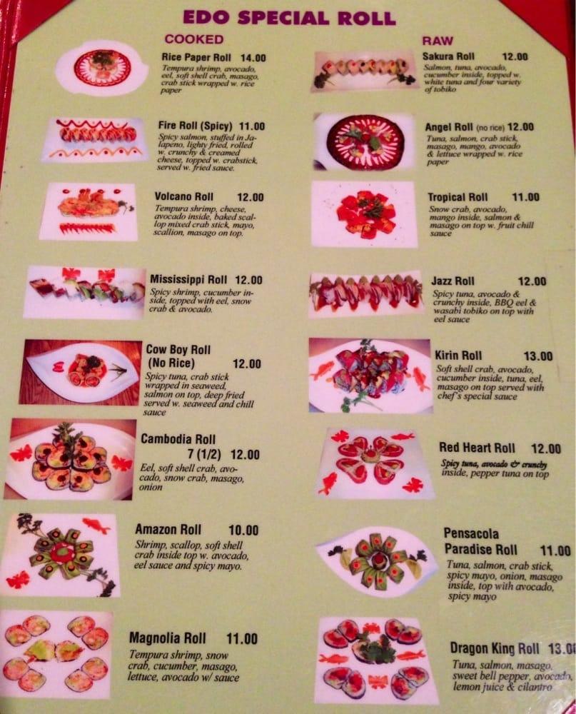 Menu at Edo Japanese Restaurant, Jackson