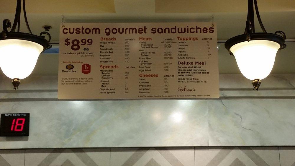 Menu at Gelson's Irvine restaurant, Irvine