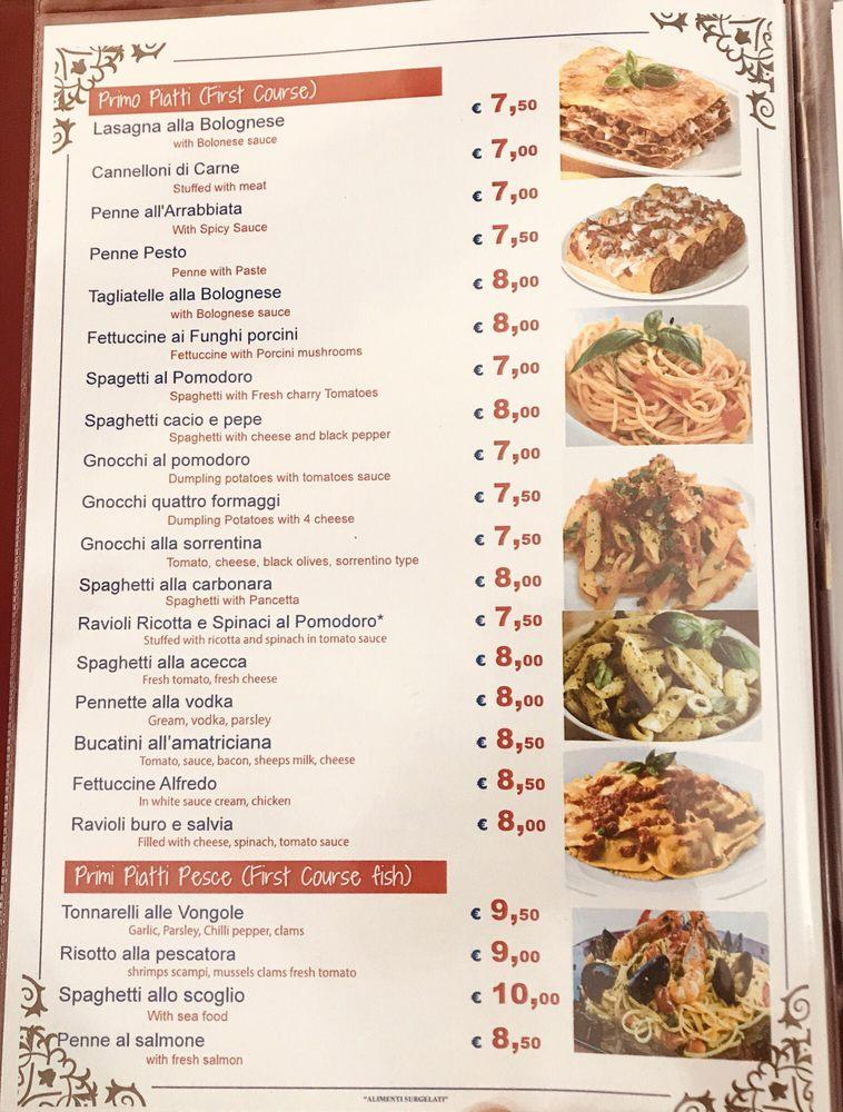 Menu at Jahan Restaurant, Rome