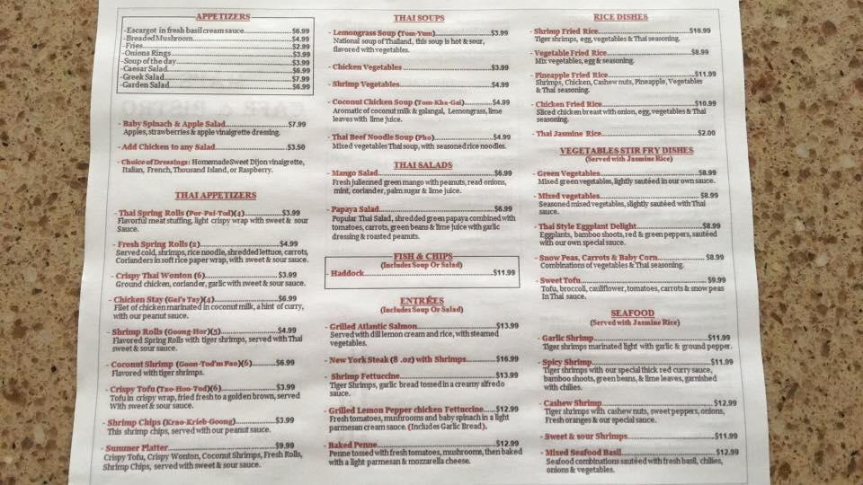 Menu at Mai's Café & Bistro, London