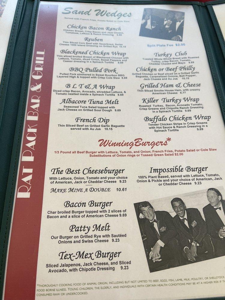 Menu at Rat Pack Bar And Grill, Las Vegas