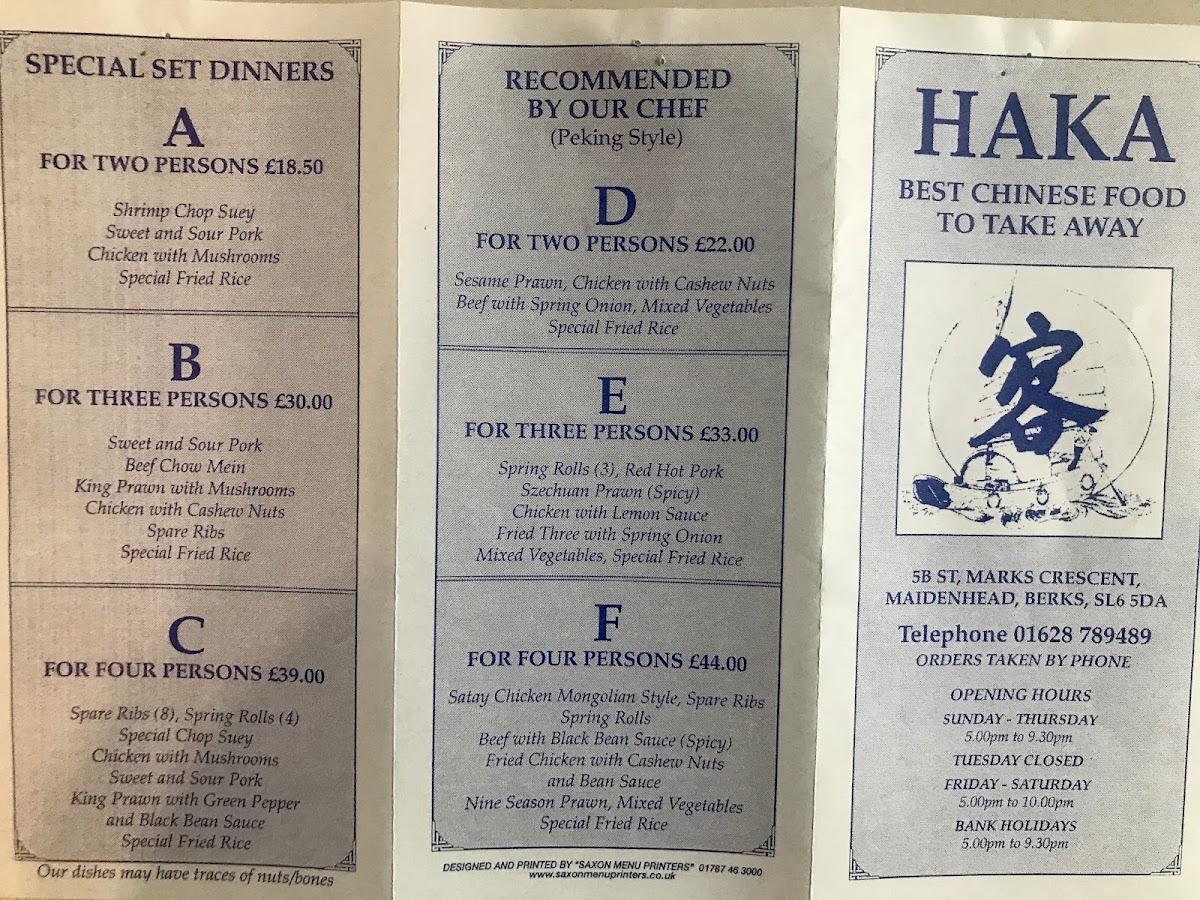 Menu at Haka fast food, Maidenhead