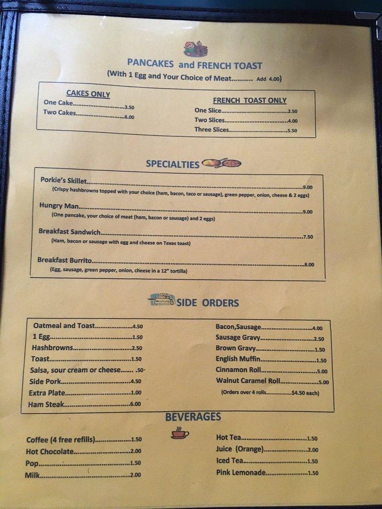 Menu at Hog Wild Cafe, Billings