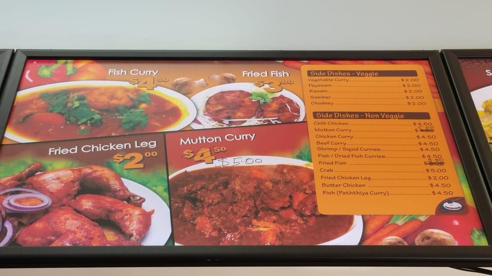 Menu at Poorani Vilaas restaurant, Toronto
