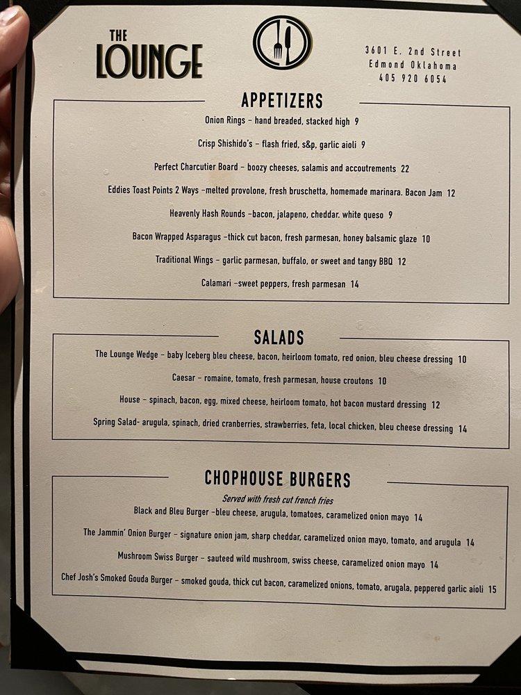 Menu at The Lounge Craft Kitchen + Cocktails pub & bar, Edmond, E 2nd St